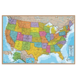 Laminated usa wall map